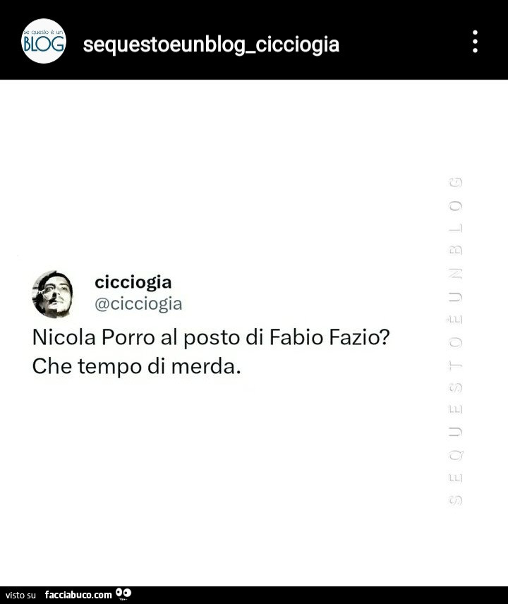 Nicola Porro al posto di Fabio Fazio? Che tempo di merda - Facciabuco.com