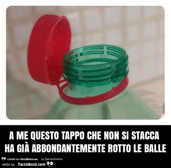 A me questo tappo che non si stacca ha già abbondantemente rotto le ...