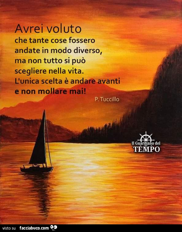 Avrei voluto che tante cose fossero andate in modo diverso, ma non ...