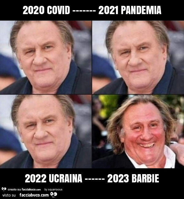 2020 covid ------- 2021 pandemia 2022 ucraina ------ 2023 barbie ...