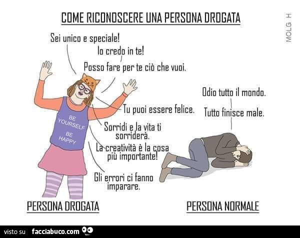 Come riconoscere una persona drogata - Facciabuco.com