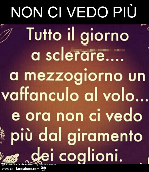 Non ci vedo più - Facciabuco.com