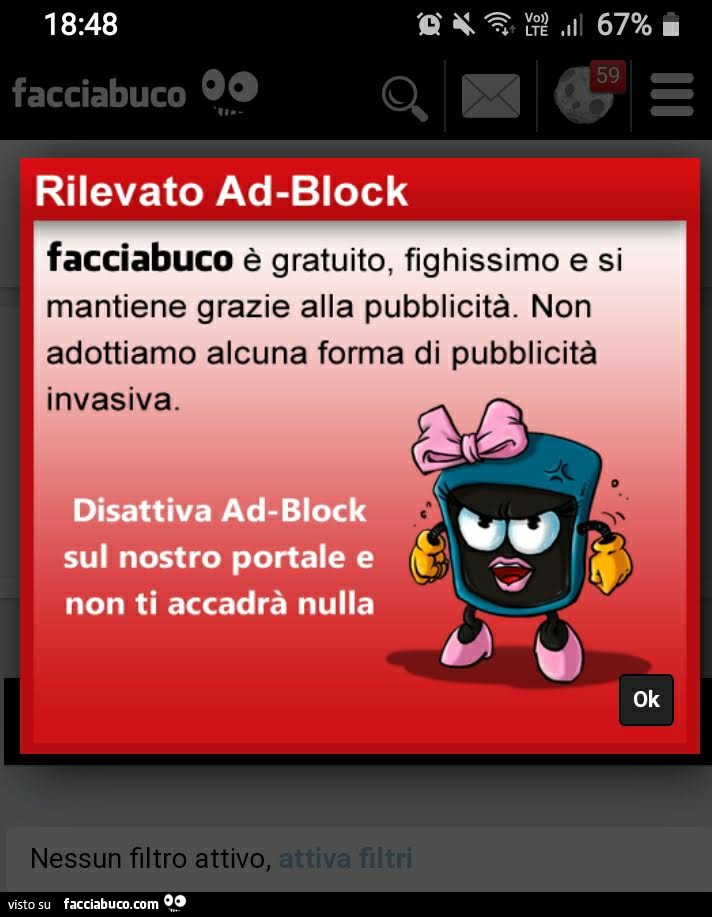 Sullo smartphone non ho nessun blocco della pubblicità ma da una ...